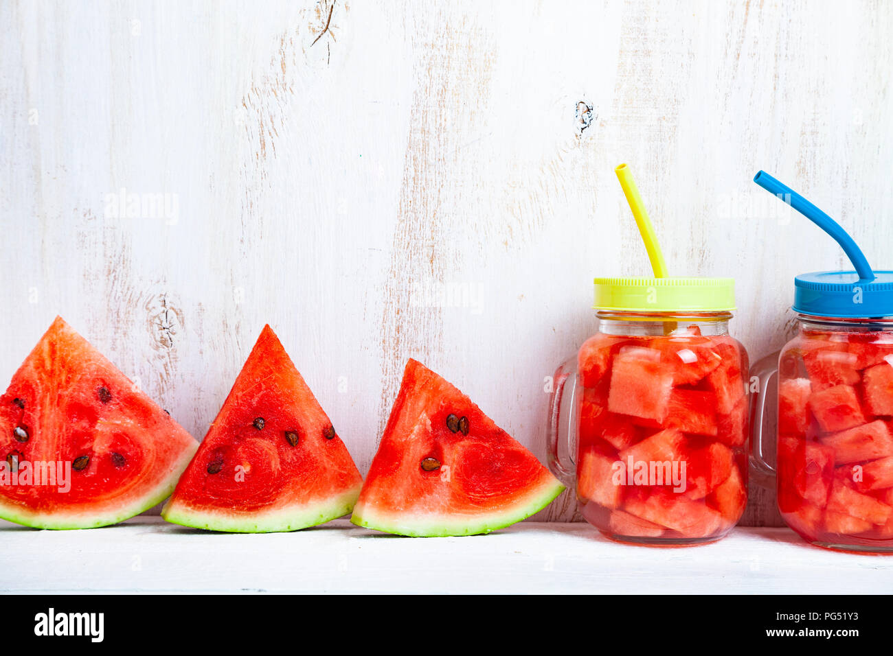 Refreshing ice cold water with watermelon. Concept of diet. Diet for ...
