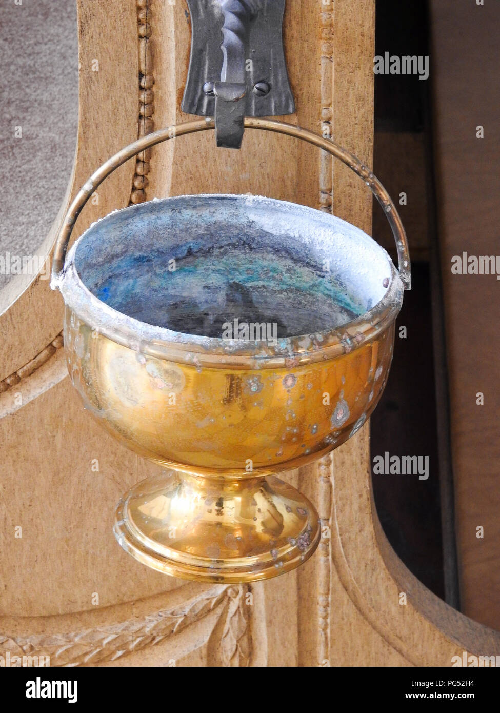 Old golden goblet in church Stock Photo - Alamy