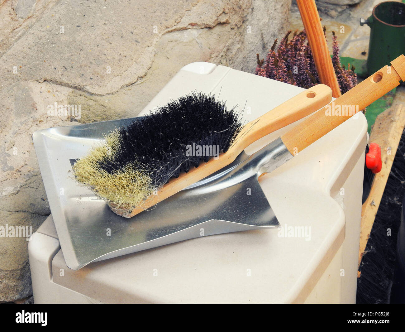 Broom and shovel Stock Photo - Alamy