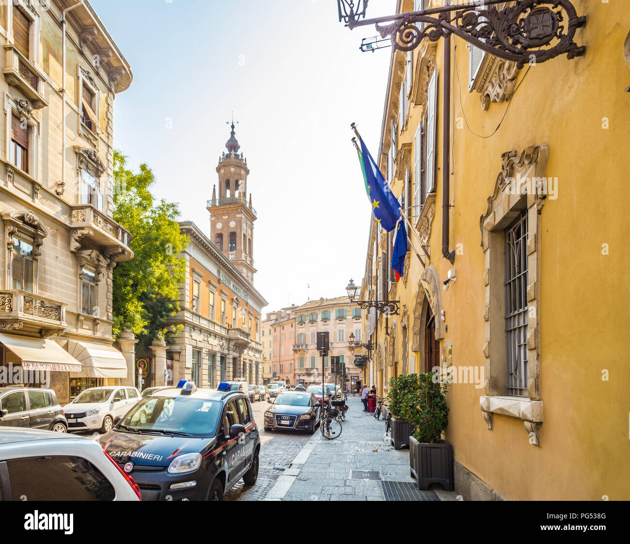 PARMA, ITALY – AUGUST 23, 2018: Tourists are walking and enjoying the ...