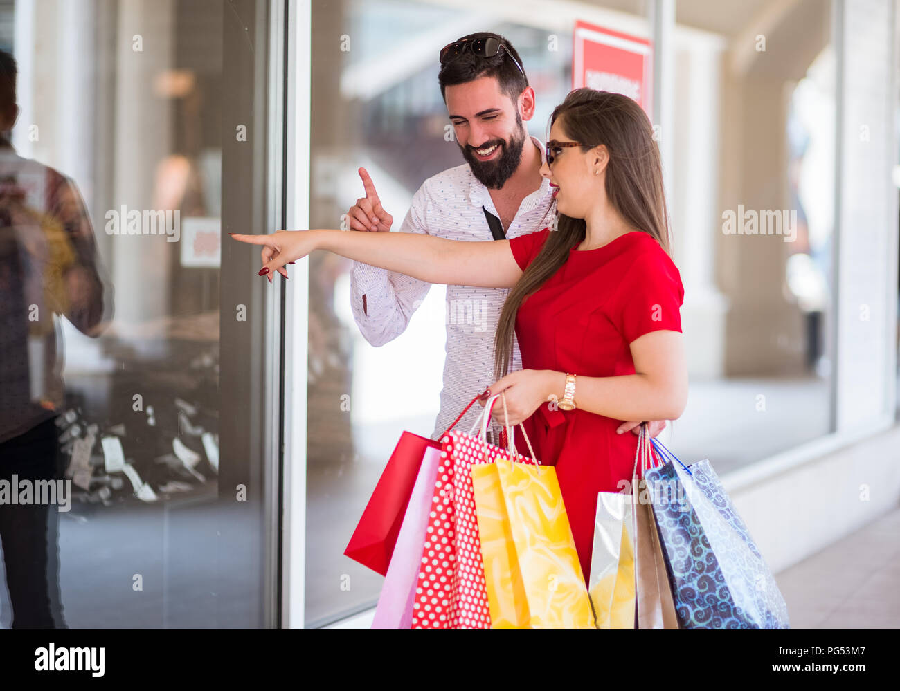 Shopping In The City Romantic Couple Having Fun On The Macedonian