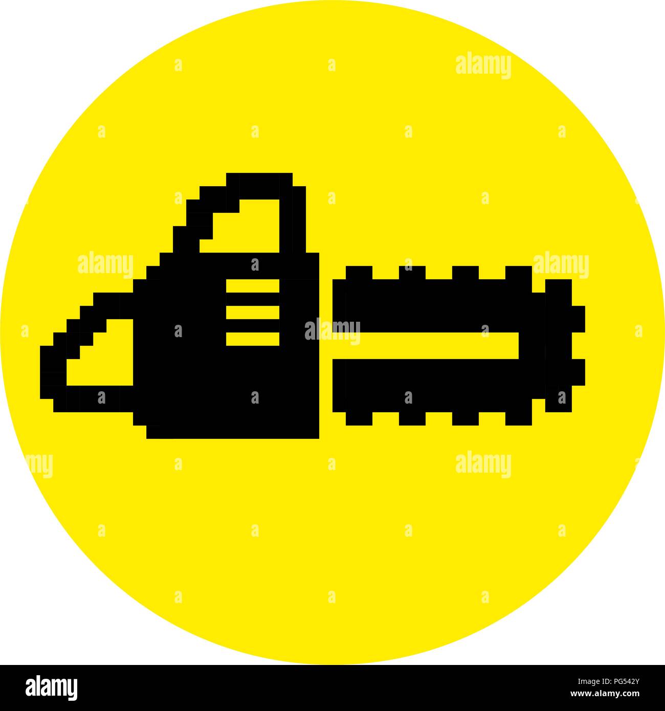 Silhouette of an electric chain saw pixel style icon. Vector ...