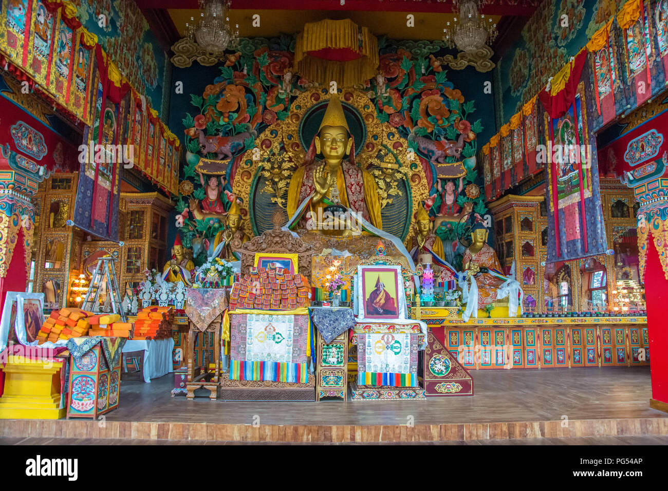 In the main temple of the Buddhist monastery Kopan, Kathmandu, Nepal ...