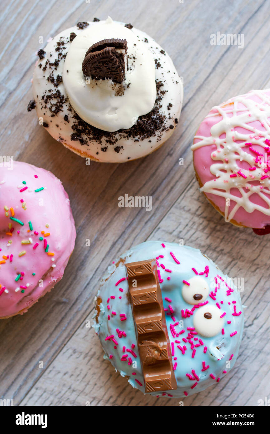 Various donuts from above Stock Photo - Alamy