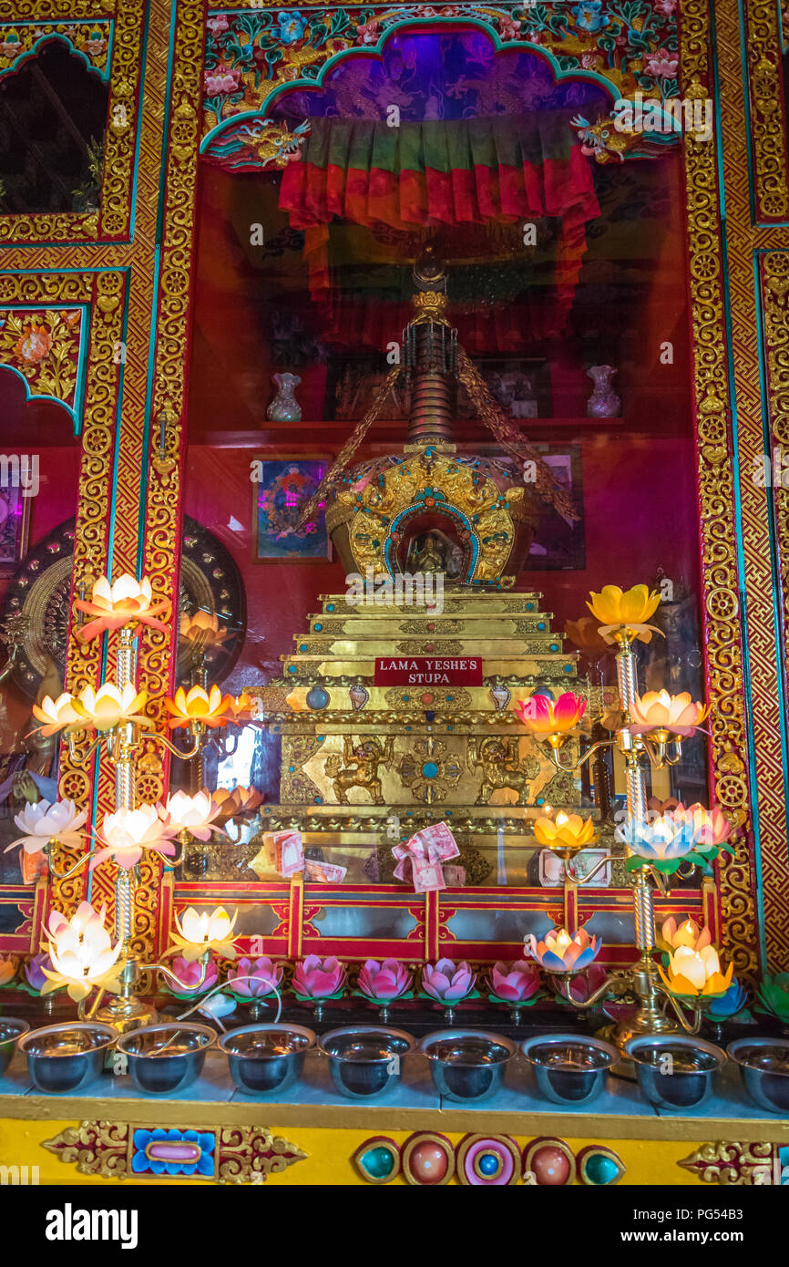 In the main temple of the Buddhist monastery Kopan, Kathmandu, Nepal ...