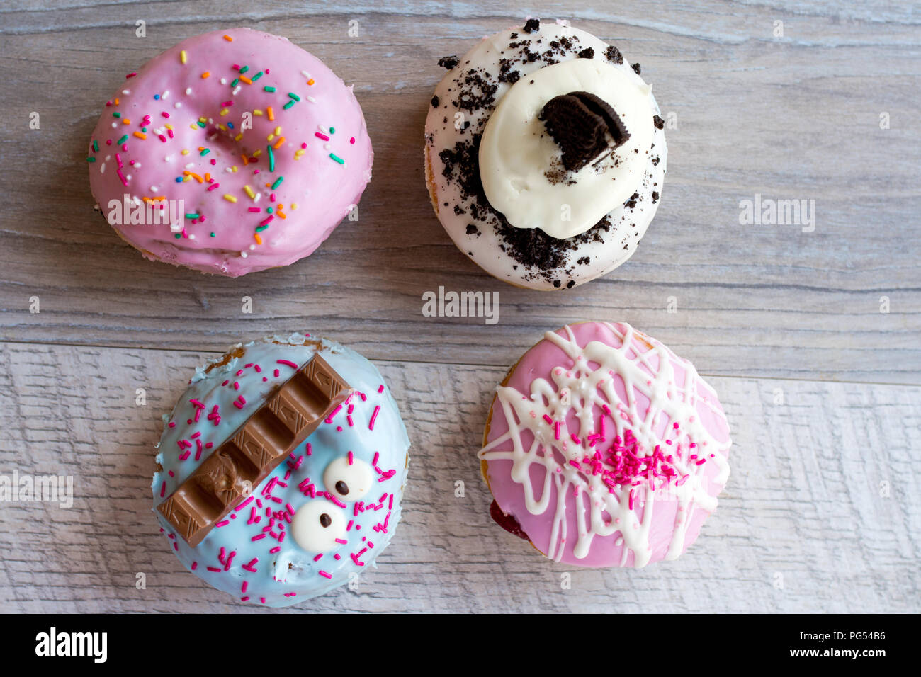 Various donuts from above Stock Photo - Alamy
