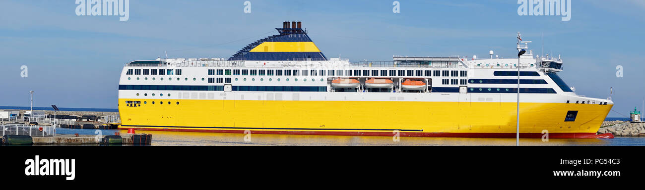 Closeup of a yellow ferry boat in Corsica Stock Photo - Alamy