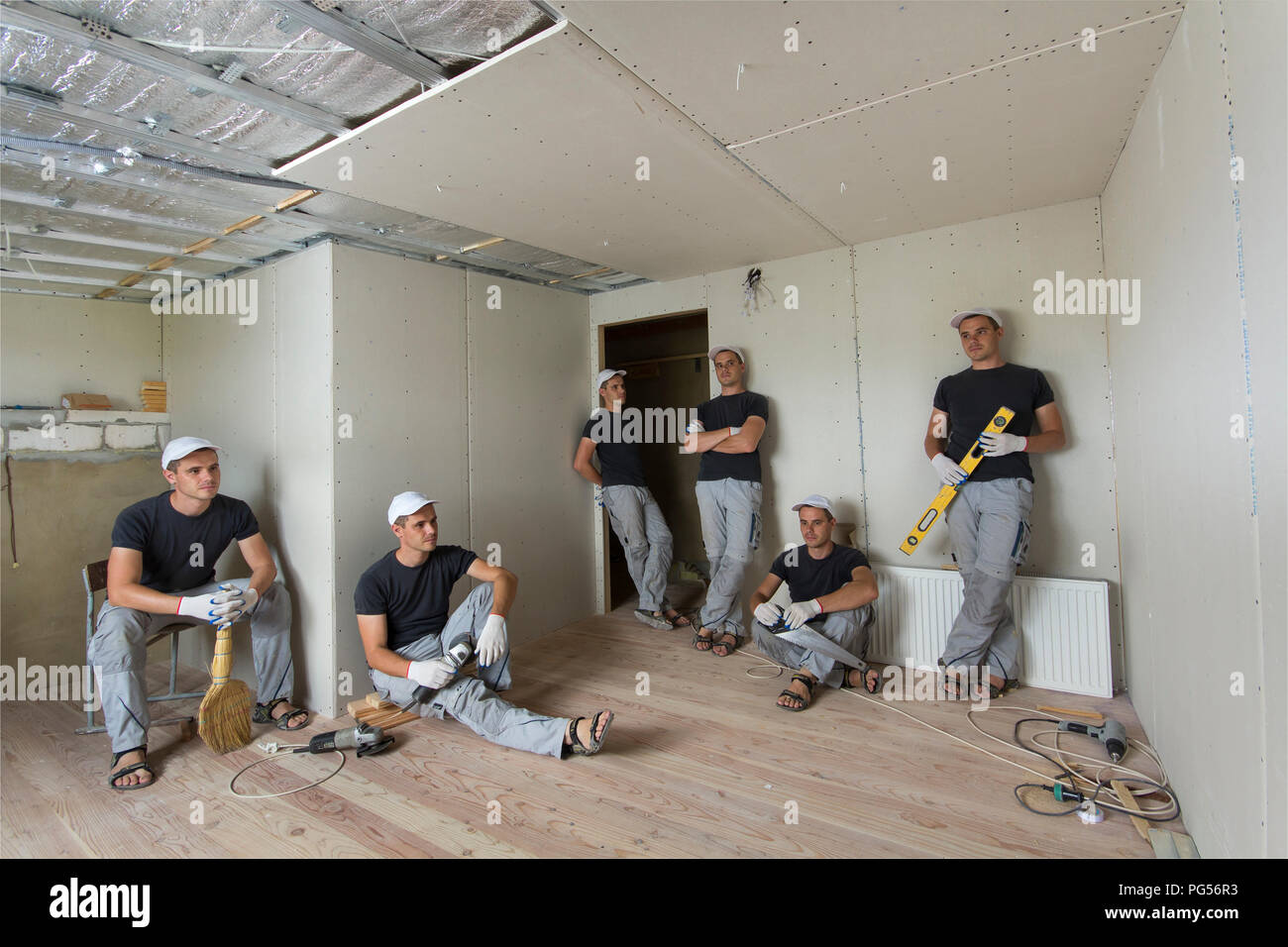 Carpentry construction tools collage background hi-res stock ...