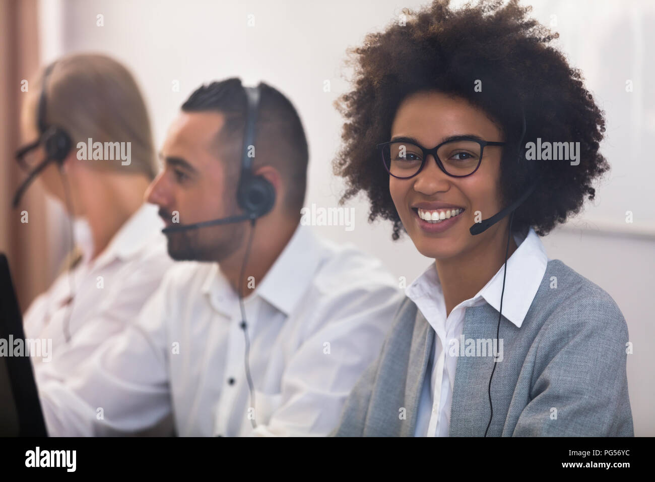African american black female telemarketer service hi-res stock ...