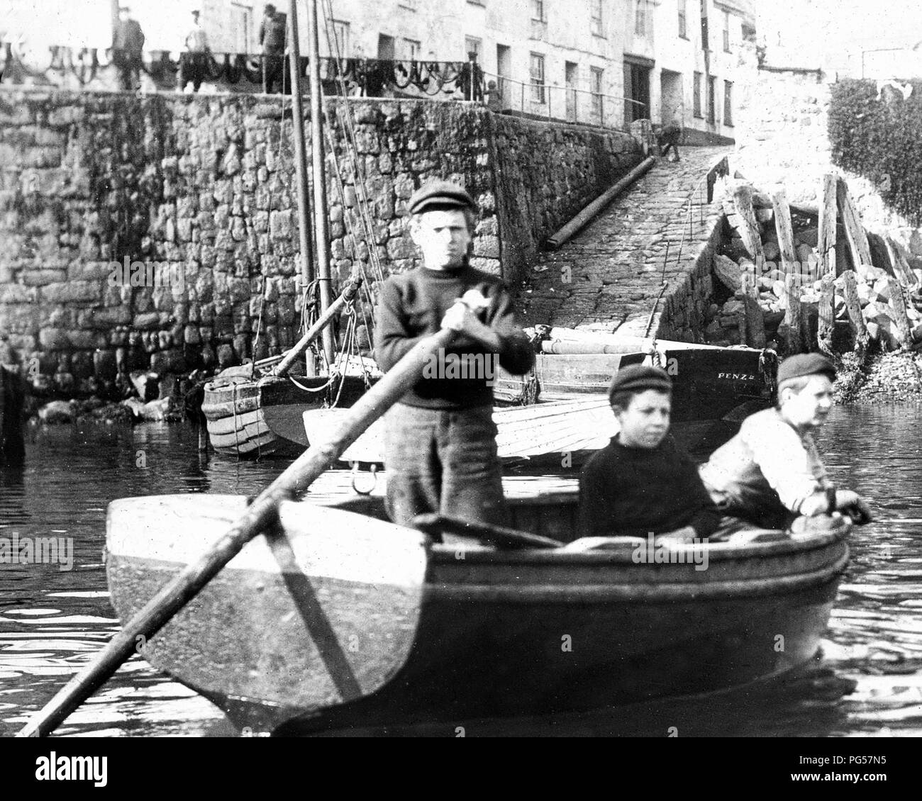 Newlyn Harbour, Cornwall, Victorian period Stock Photo - Alamy