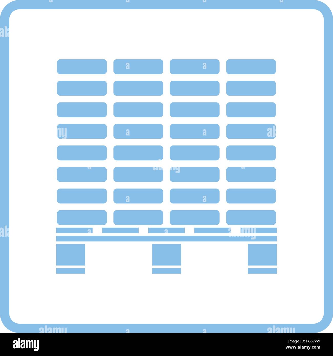 Icon of construction pallet . Blue frame design. Vector illustration ...