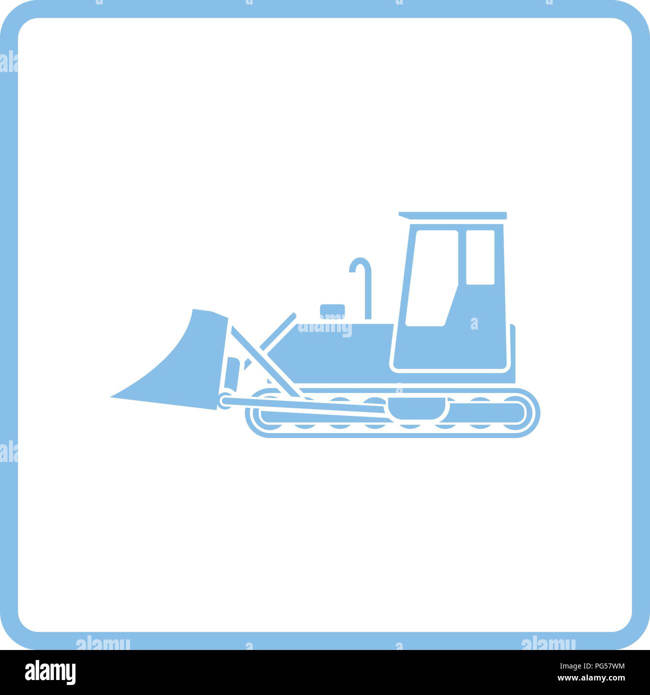 Icon of Construction bulldozer. Blue frame design. Vector illustration ...