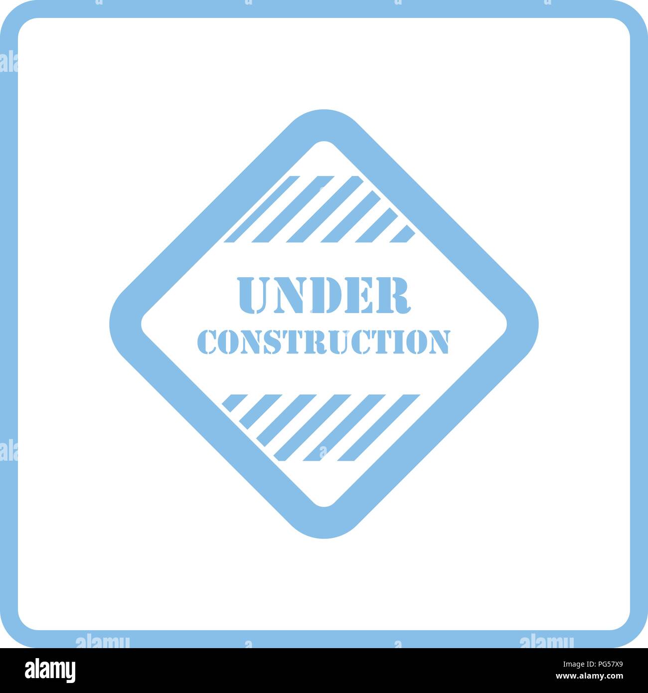 Icon of Under construction. Blue frame design. Vector illustration ...