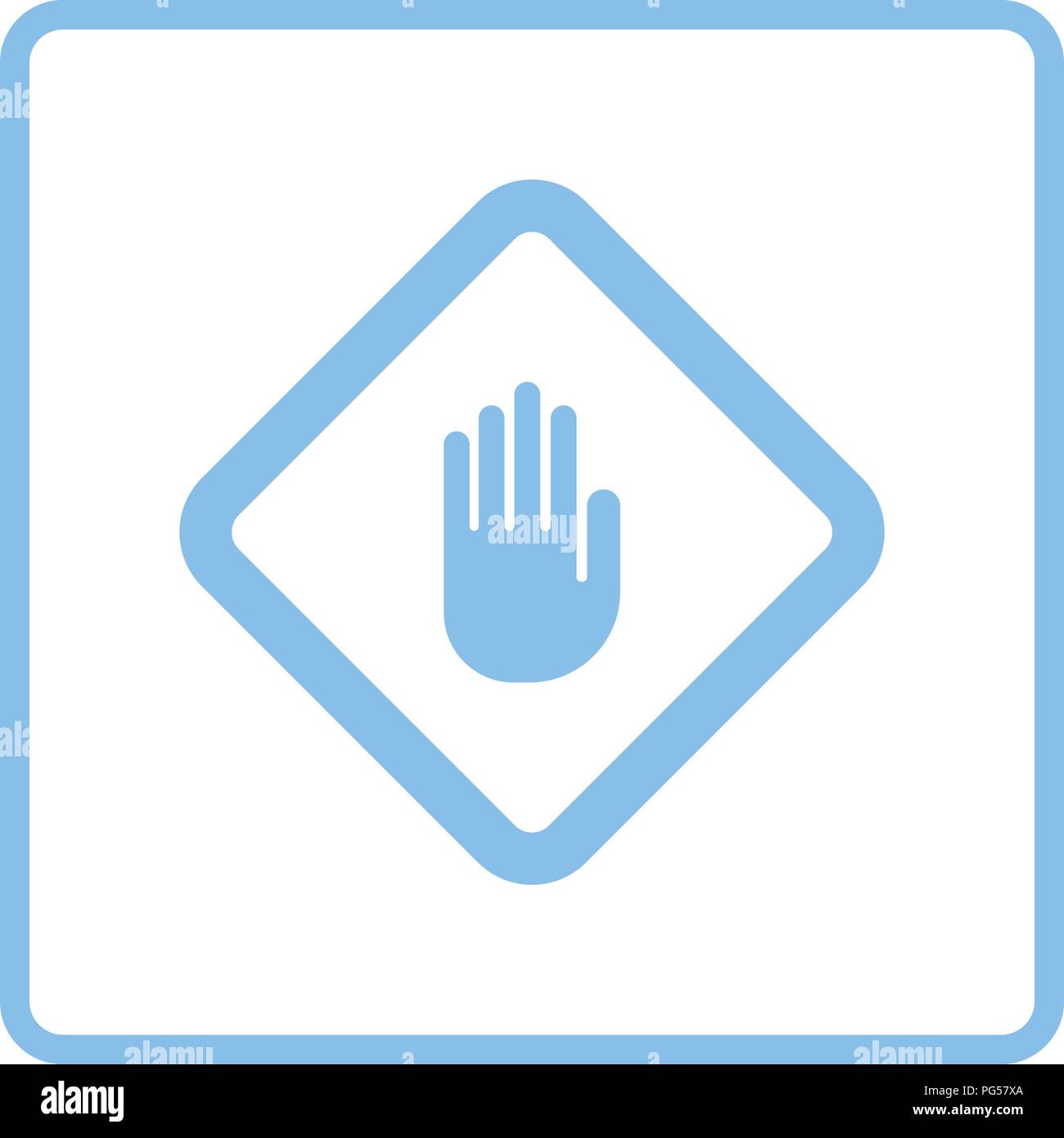 Icon of Warning hand. Blue frame design. Vector illustration Stock ...