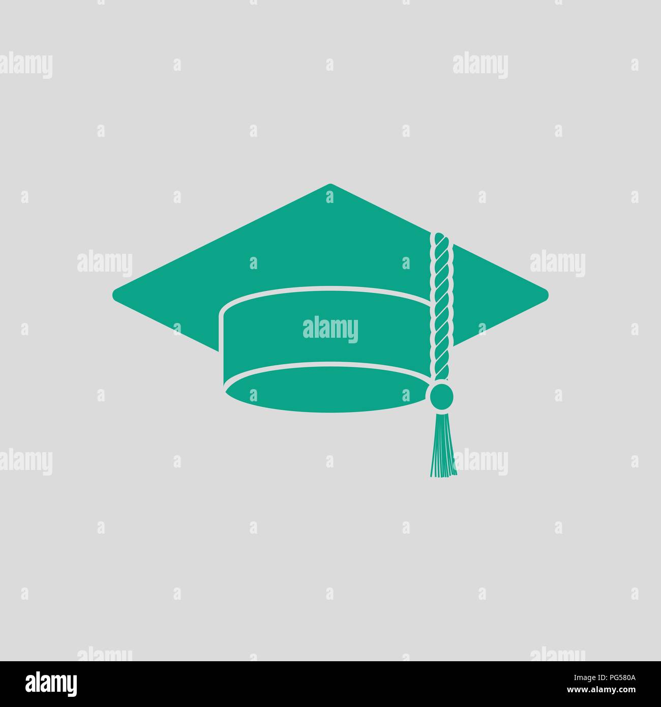 Graduation cap icon. Gray background with green. Vector illustration ...