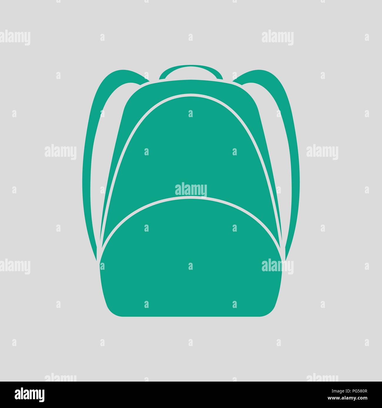 School rucksack icon. Gray background with green. Vector illustration ...