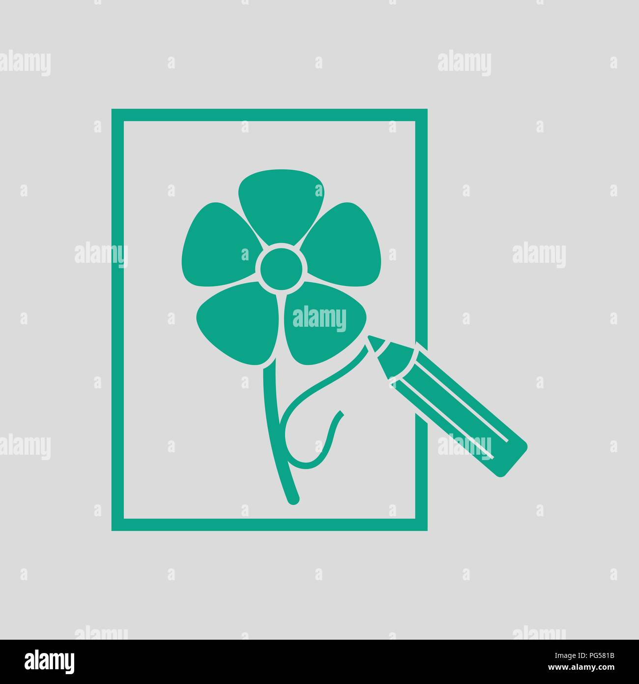 Sketch with pencil icon. Gray background with green. Vector ...