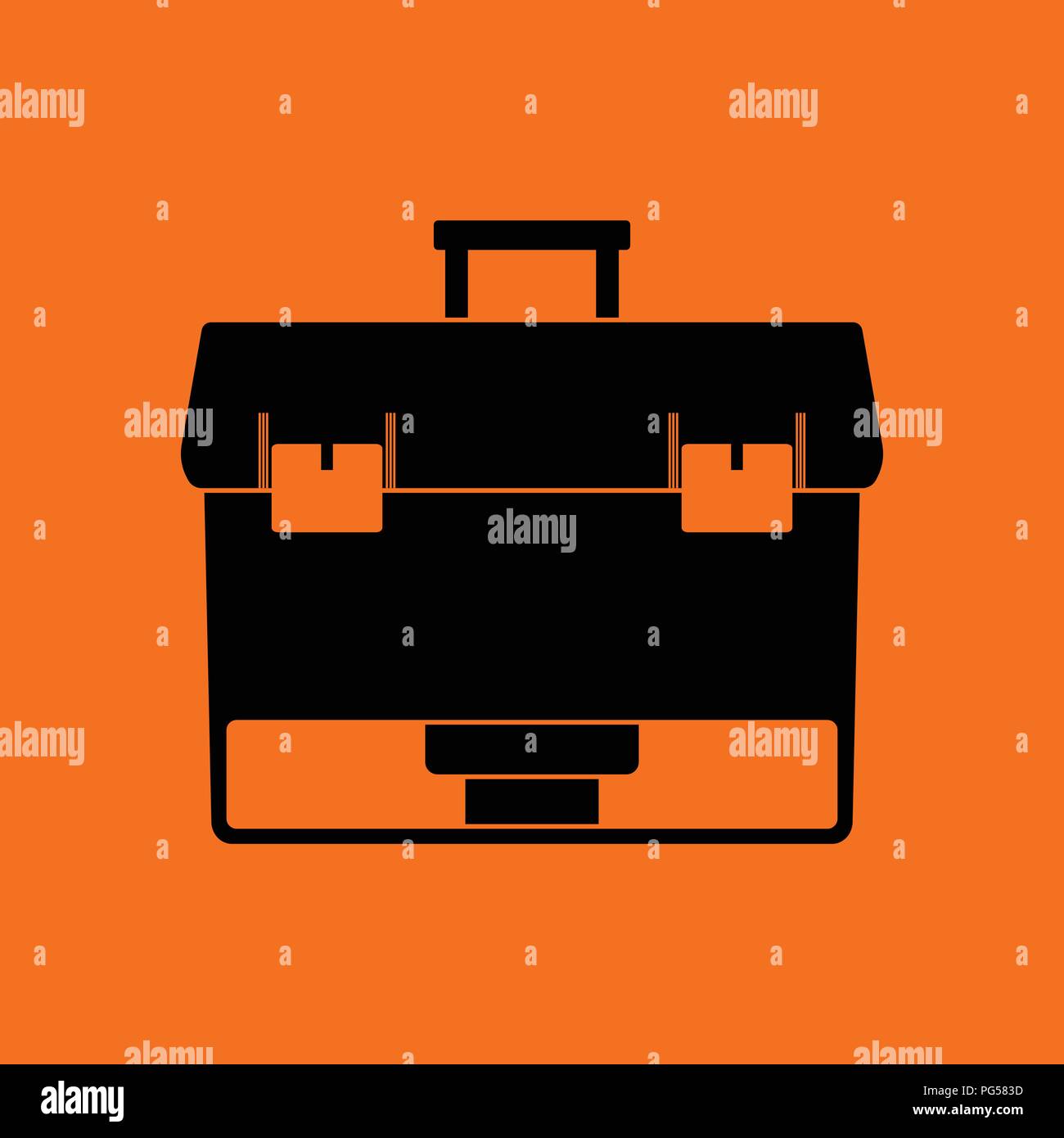Icon of Fishing opened box. Orange background with black. Vector ...
