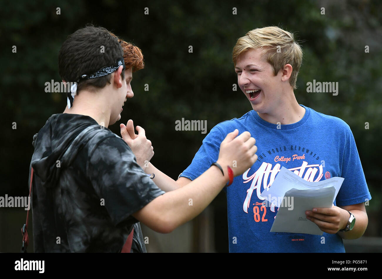 Sam Todd (right) celebrates his GCSE results with Elliott Thompson ...