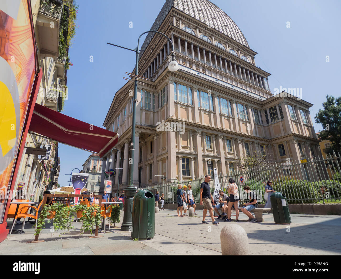 August 2018: Entrance to the Turin Film Museum. In the museum, located ...