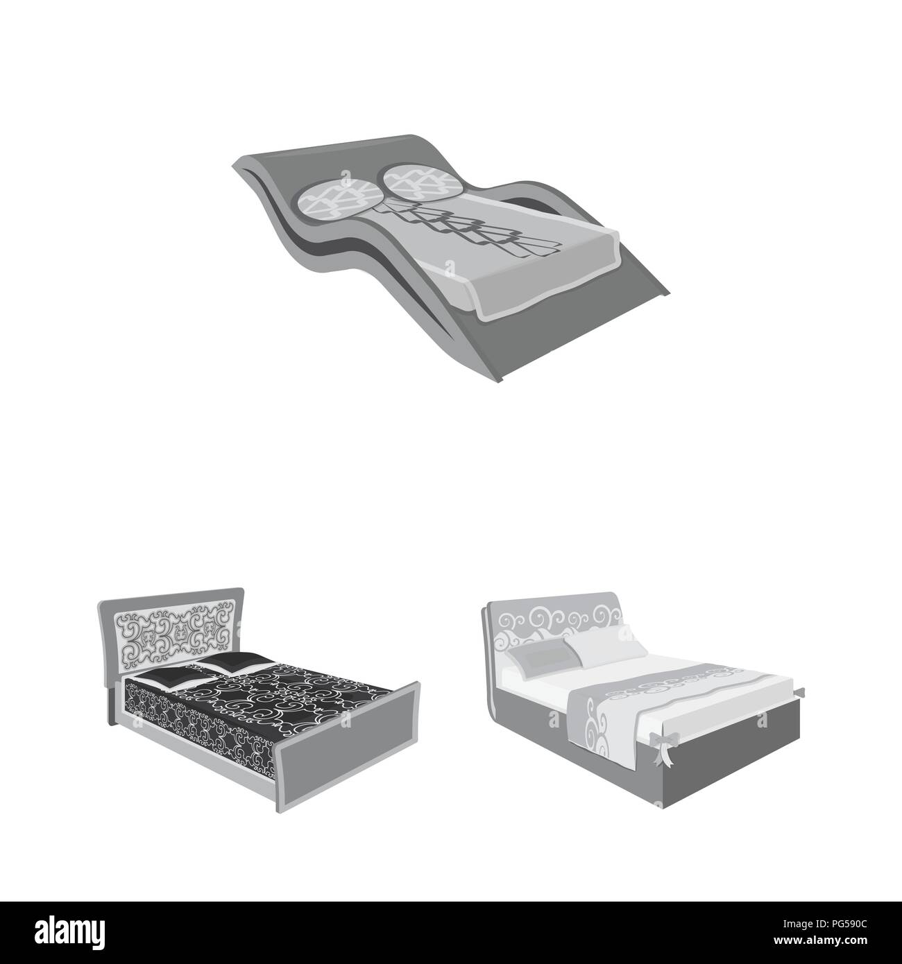 Different beds monochrome icons in set collection for design. Furniture ...