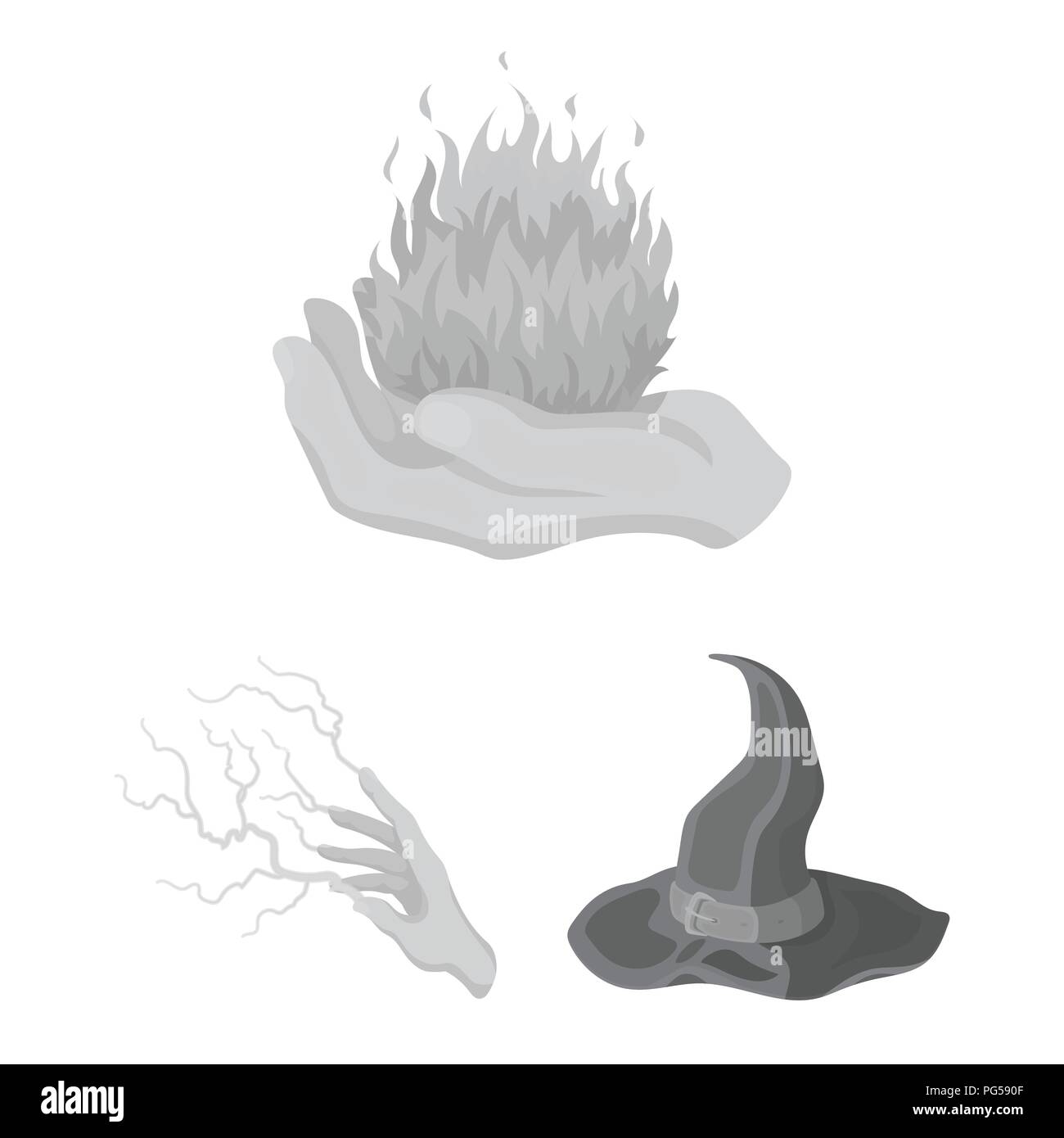 Black and white magic monochrome icons in set collection for design ...