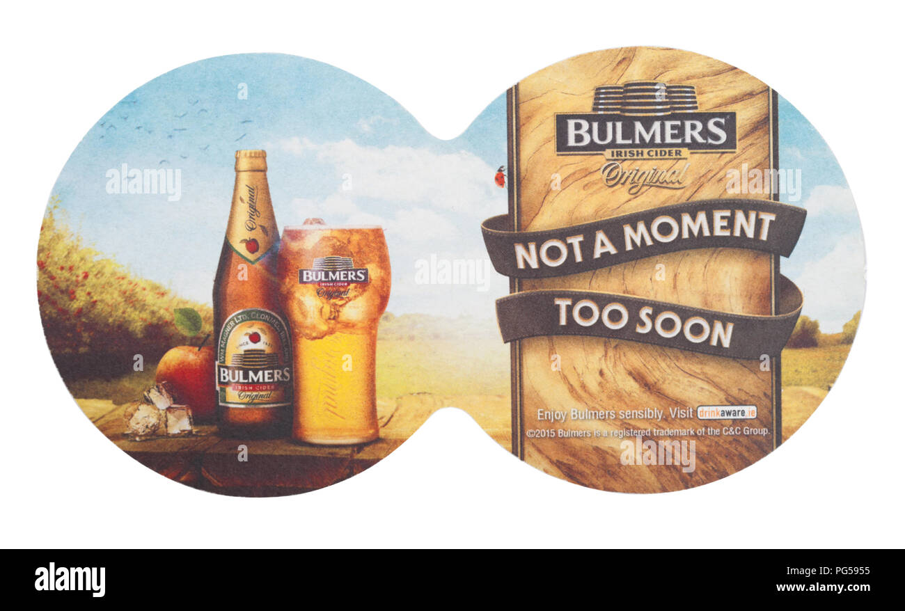 LONDON, UK - AUGUST 22, 2018: Bulmers Cider original paper mat coaster ...