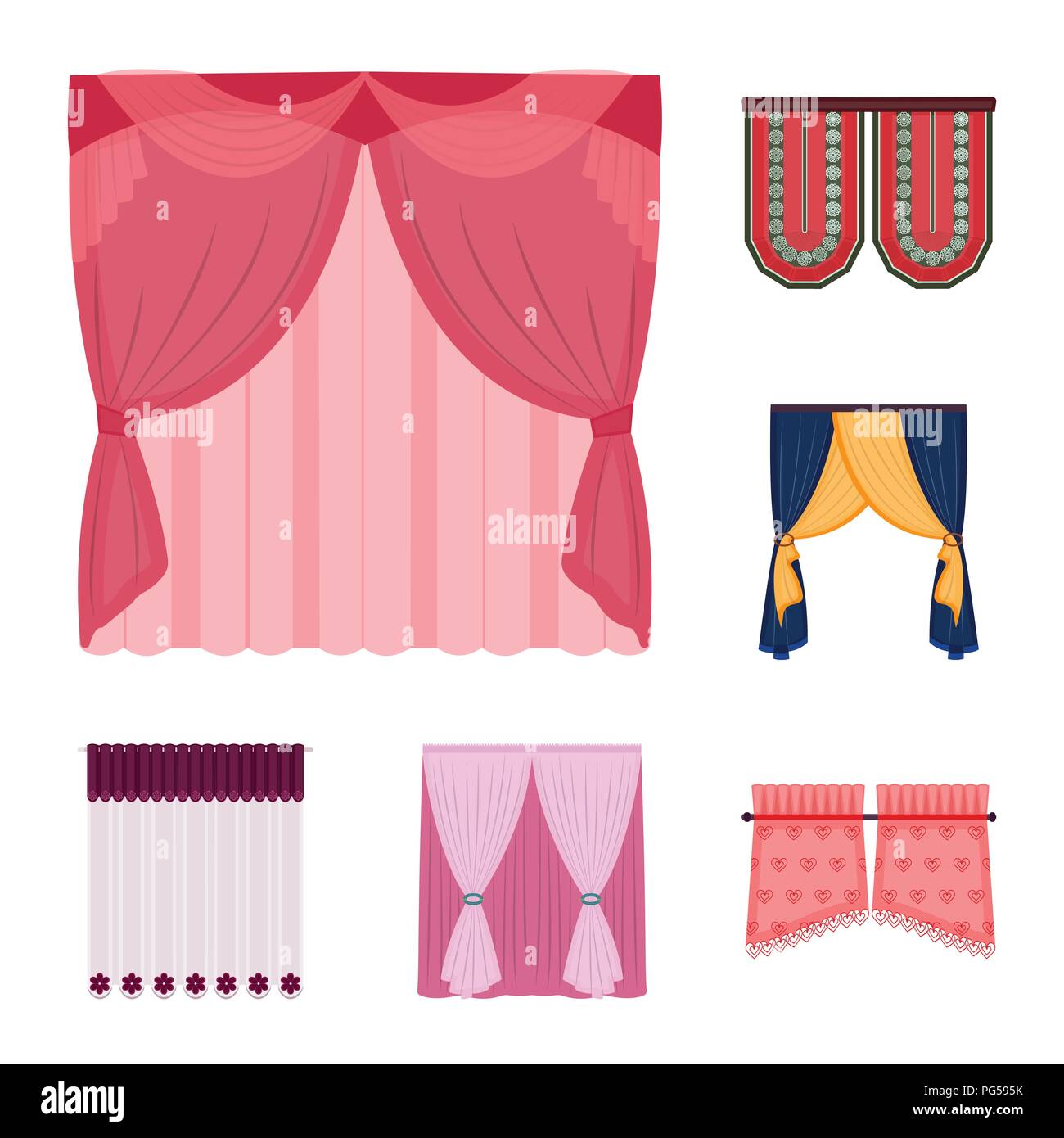 Different kinds of curtains cartoon icons in set collection for design ...