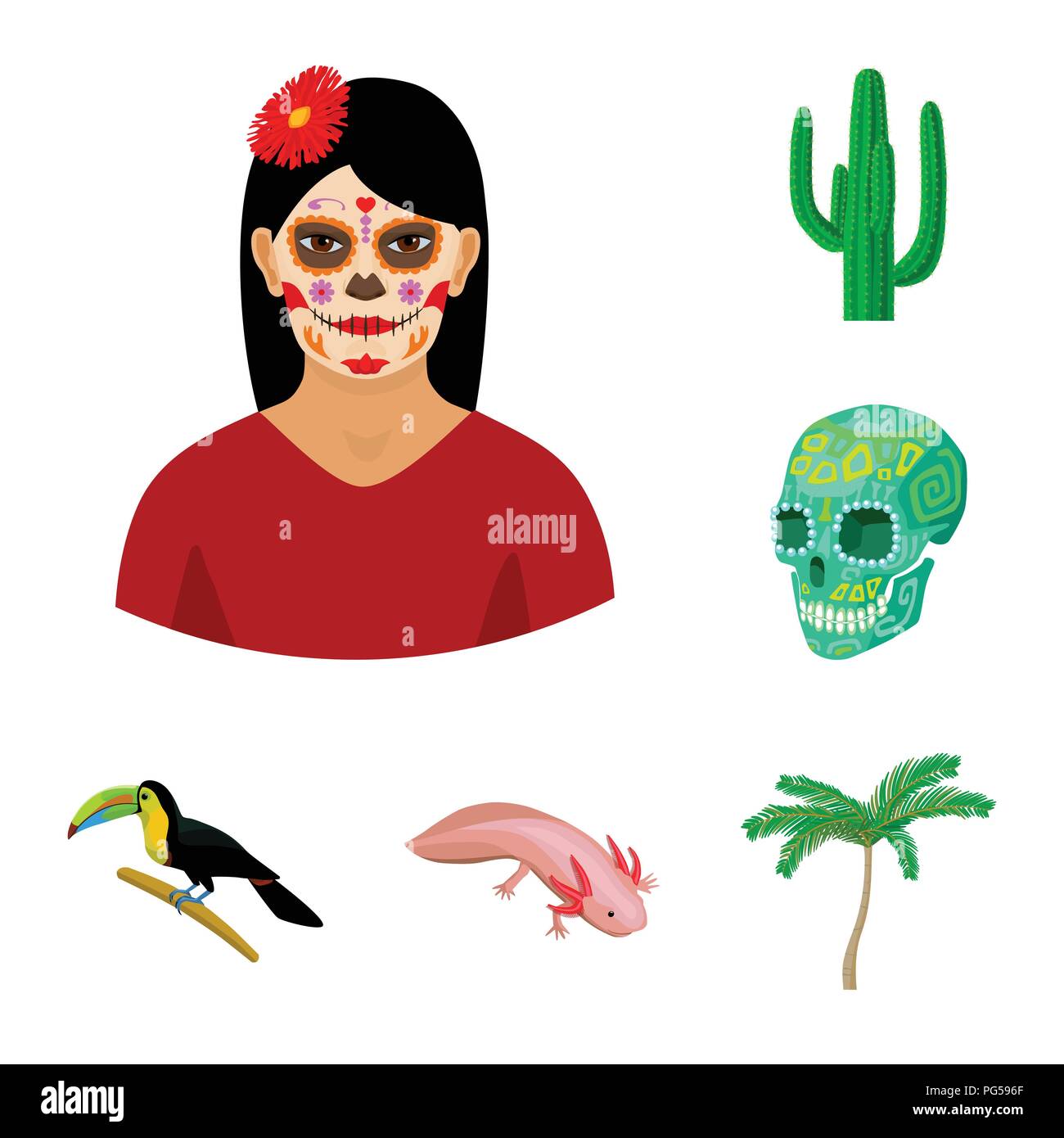 Country Mexico cartoon icons in set collection for design. Mexico and ...