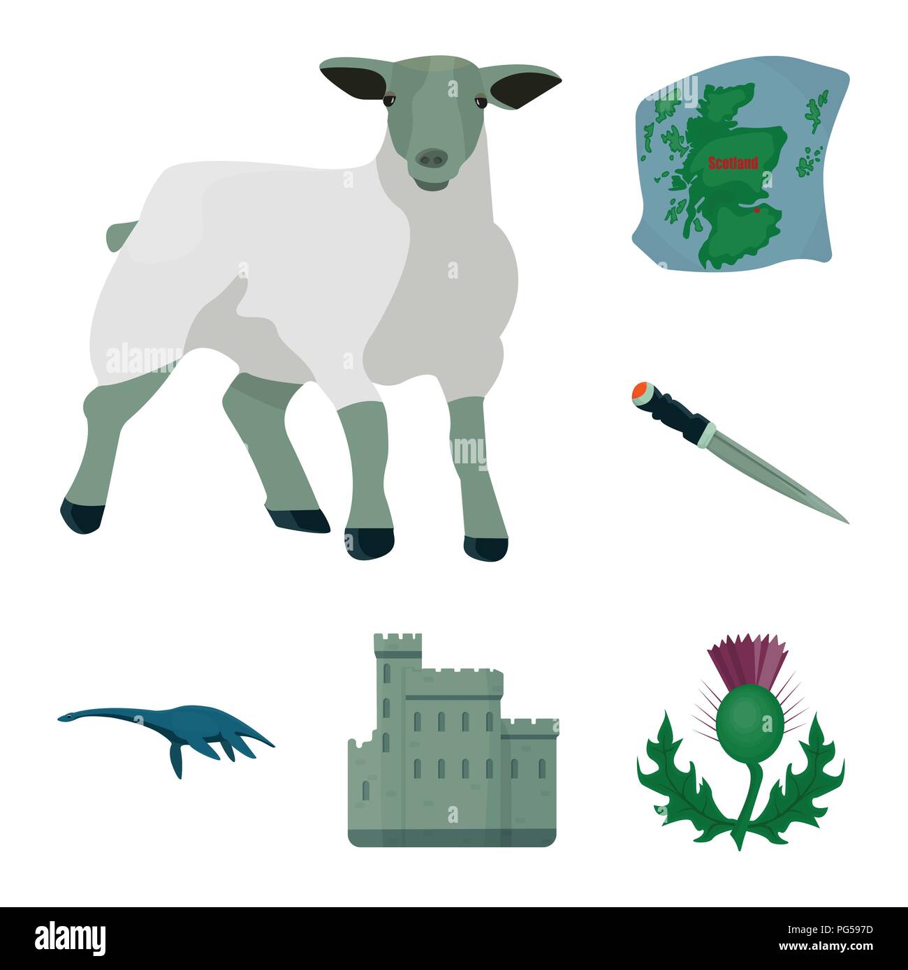 Country Scotland cartoon icons in set collection for design ...