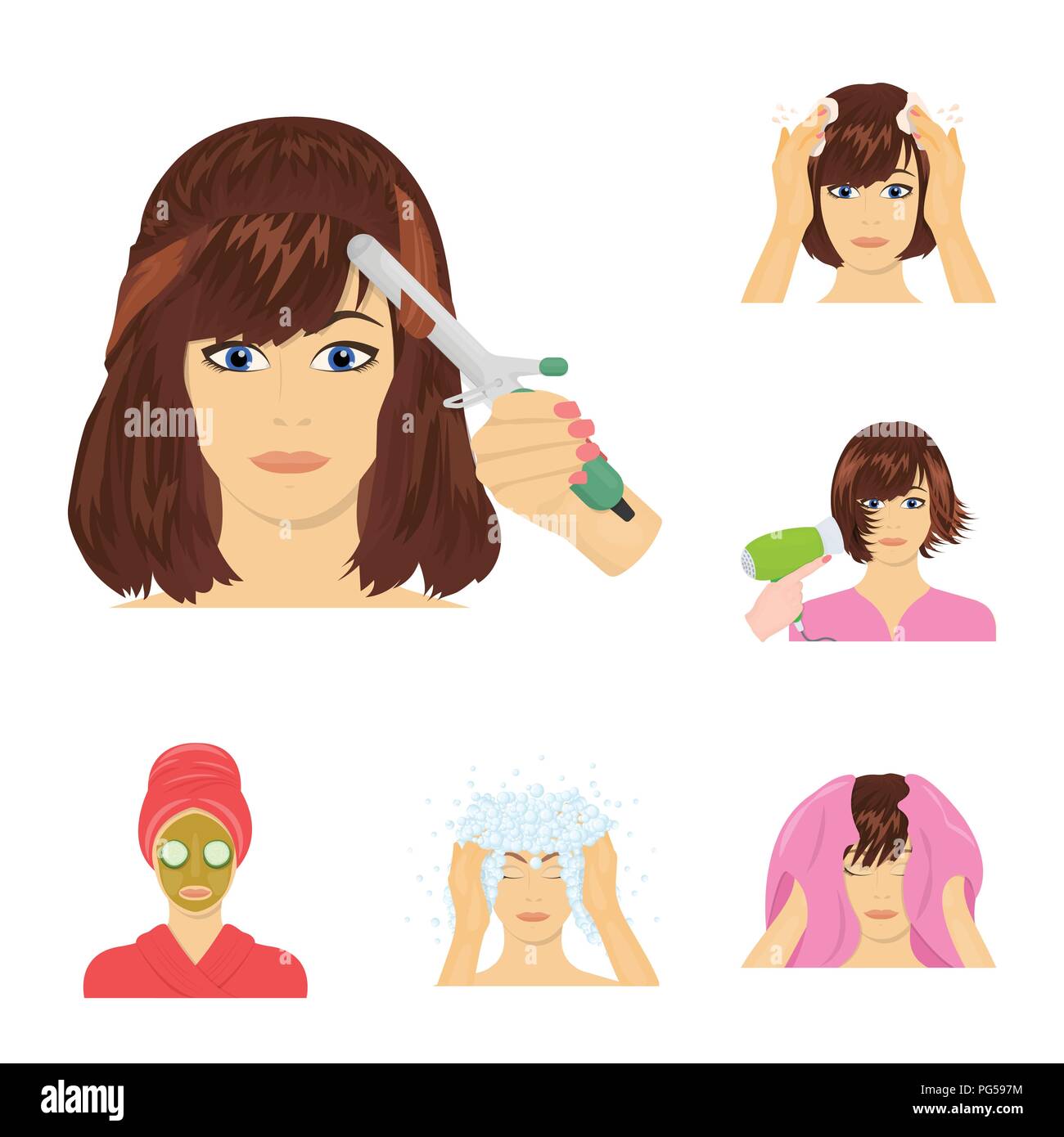 Care of hair and face cartoon icons in set collection for design ...