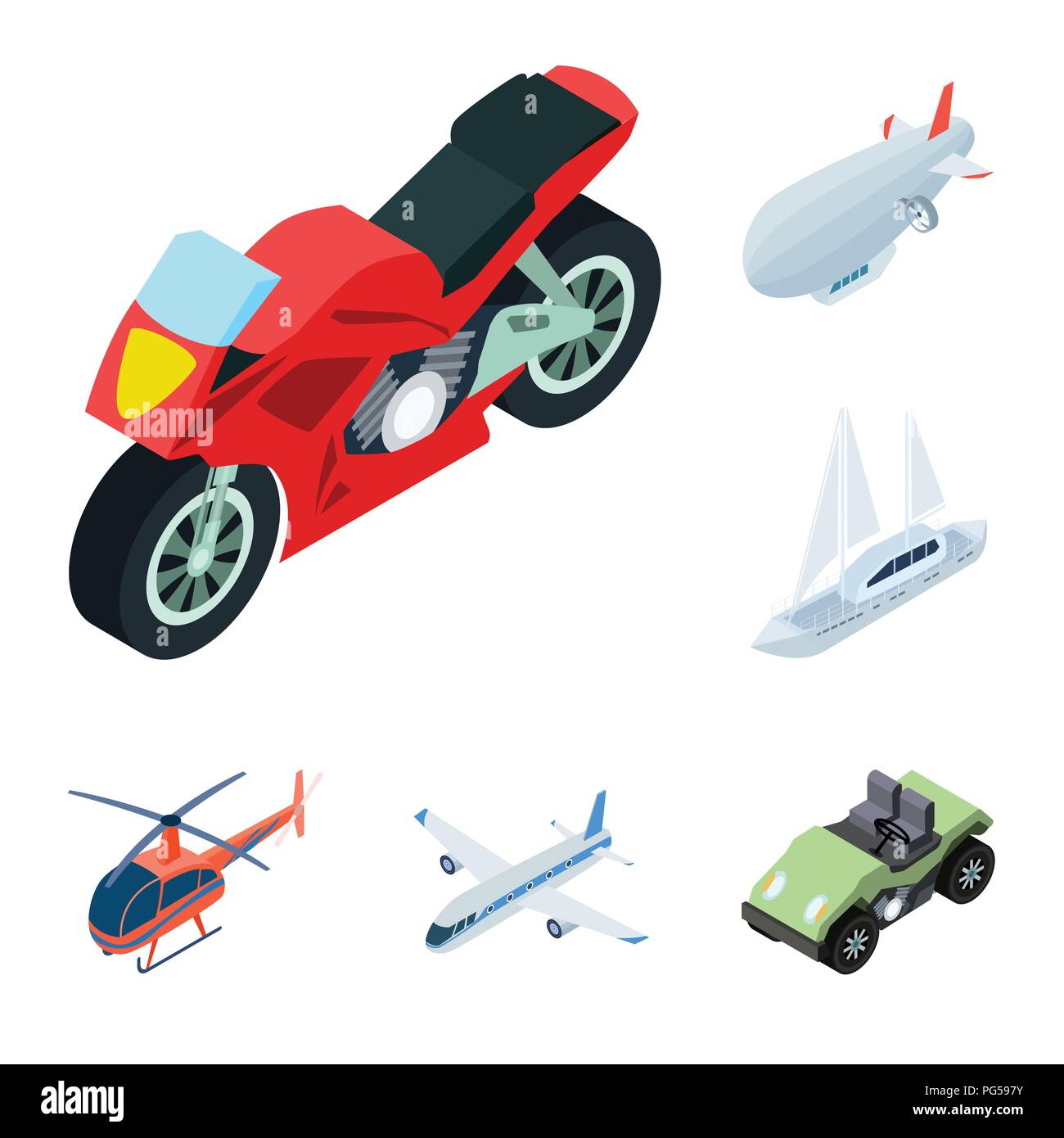 Different types of transport cartoon icons in set collection for design ...