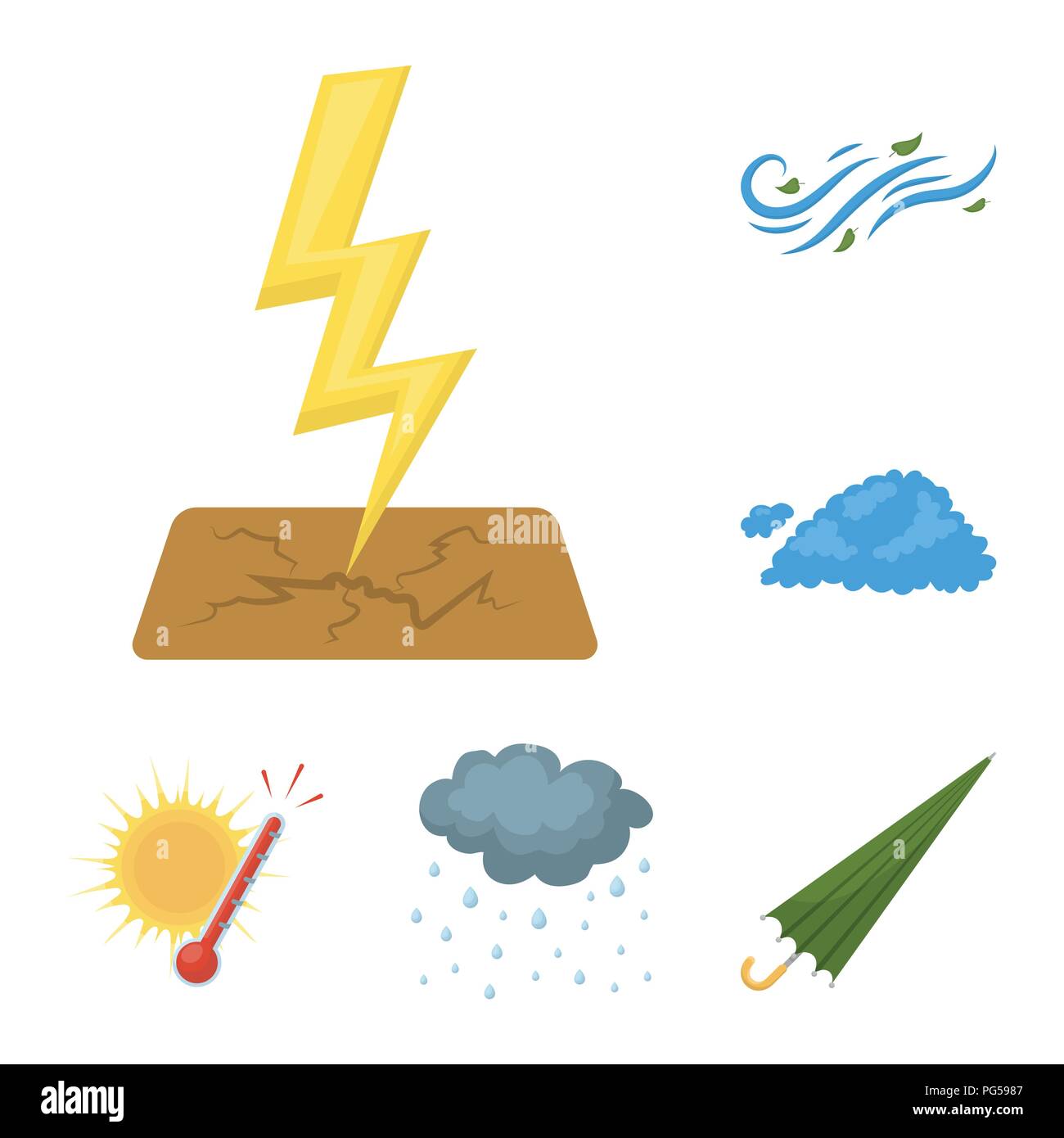 Different weather cartoon icons in set collection for design.Signs and ...