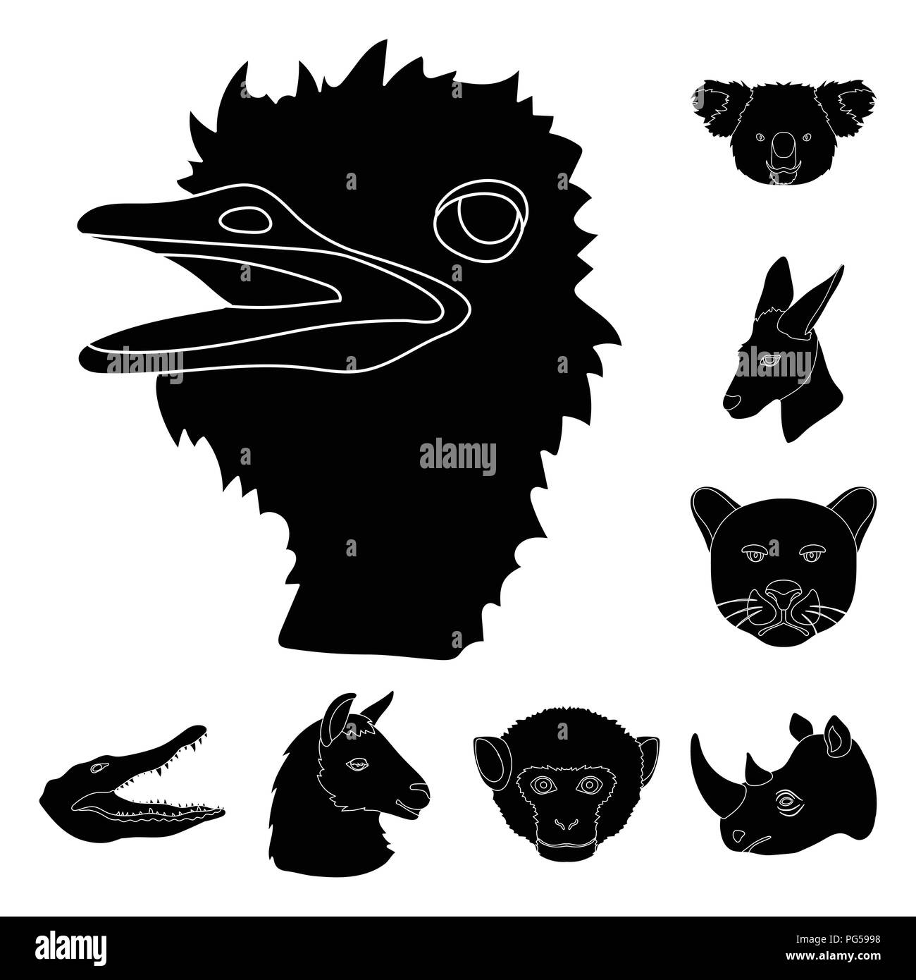 Wild animal black icons in set collection for design. Mammal and bird ...