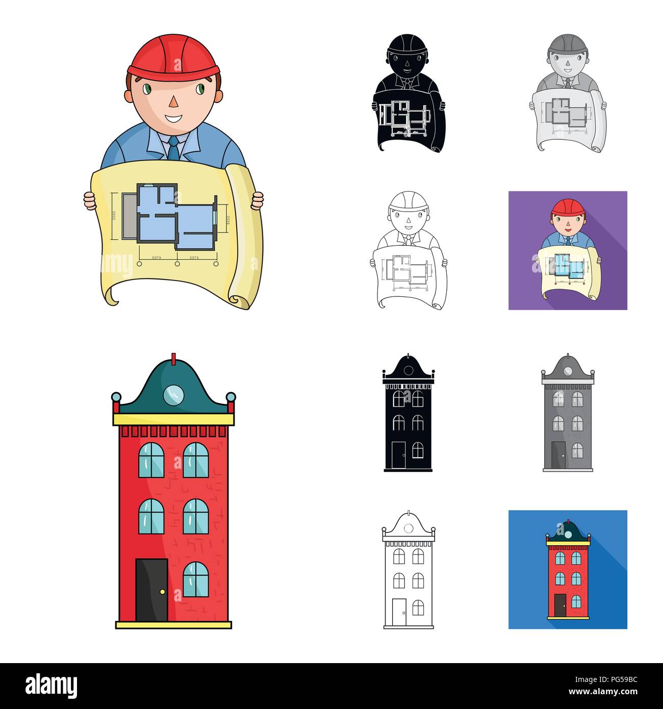 Architecture and construction cartoon,black,flat,monochrome,outline ...