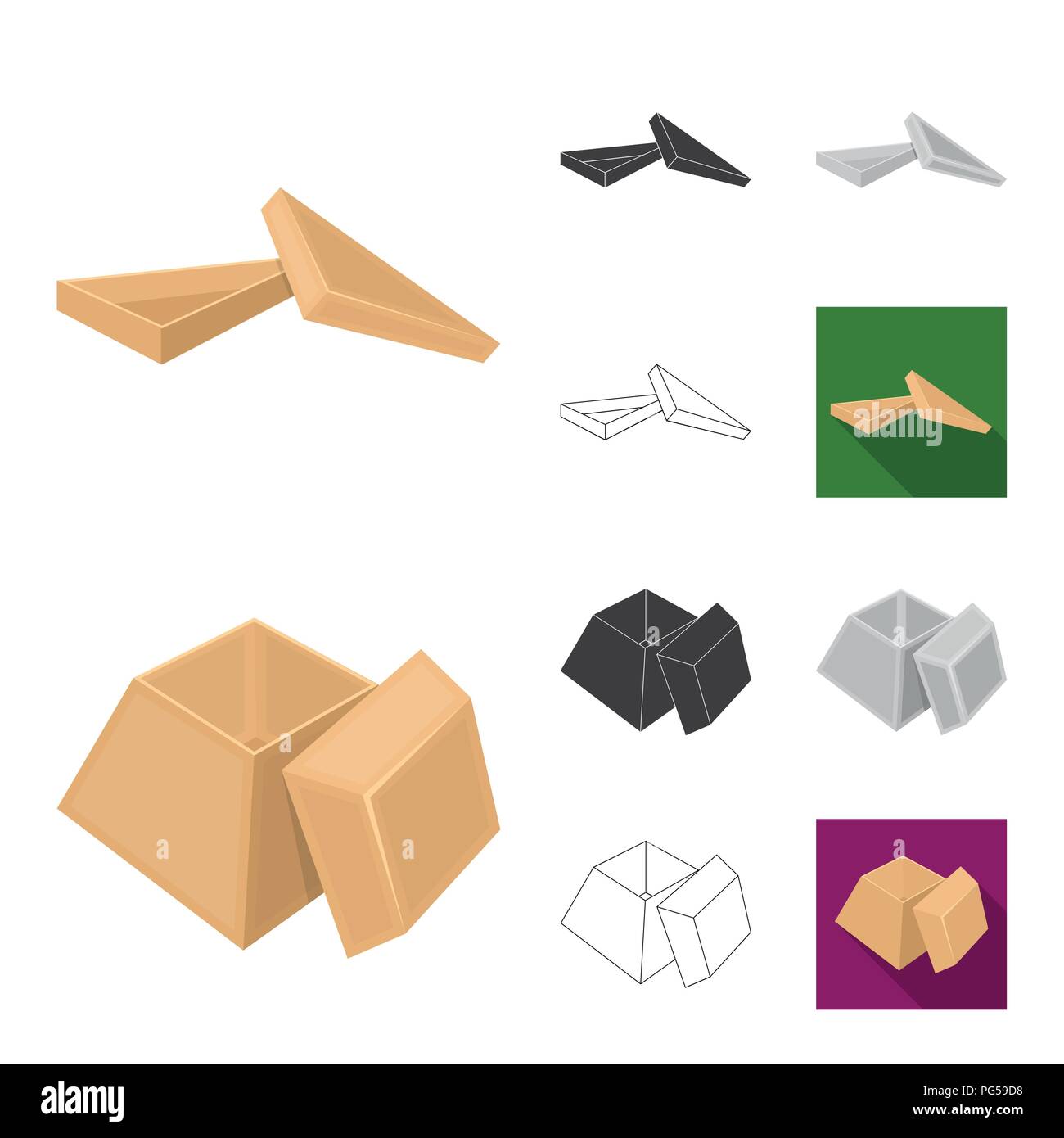 Different boxes cartoon,black,flat,monochrome,outline icons in set ...