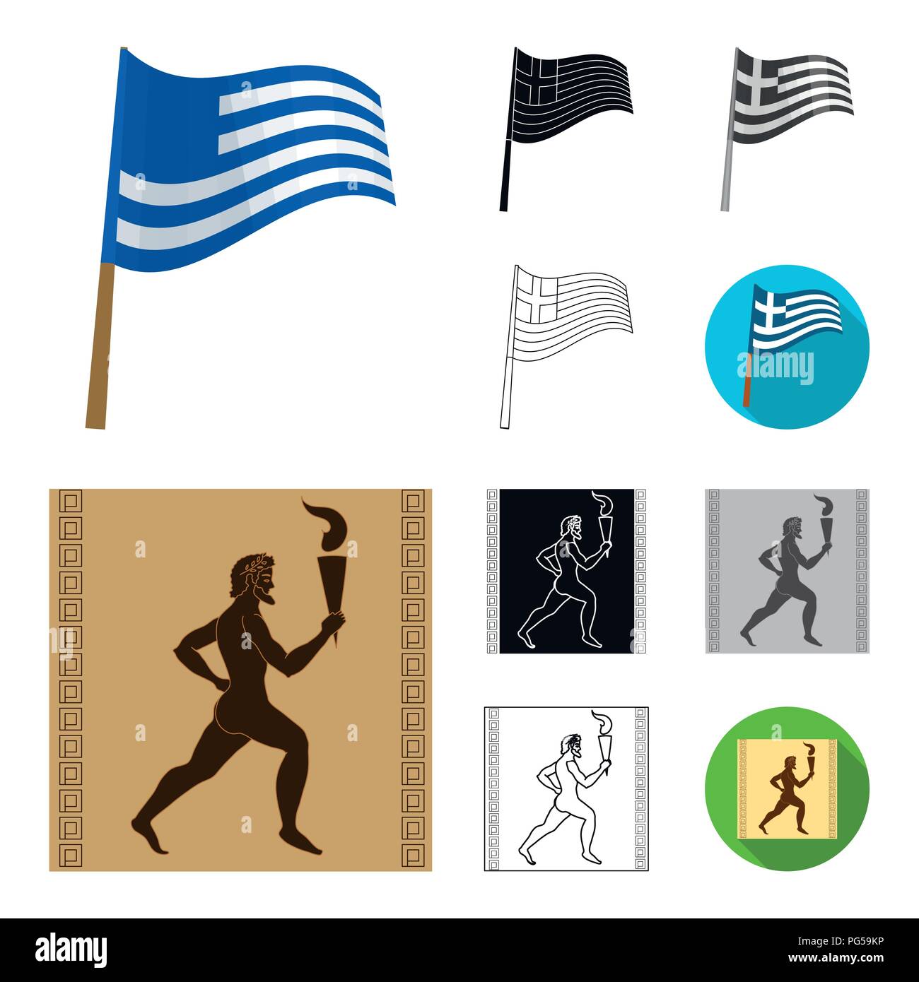 Country Greece cartoon,black,flat,monochrome,outline icons in set ...