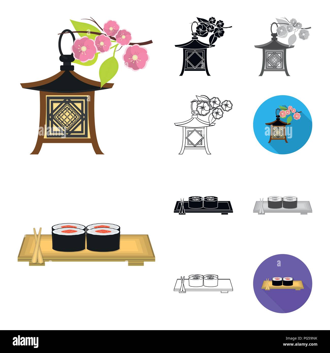 Country Japan cartoon,black,flat,monochrome,outline icons in set ...