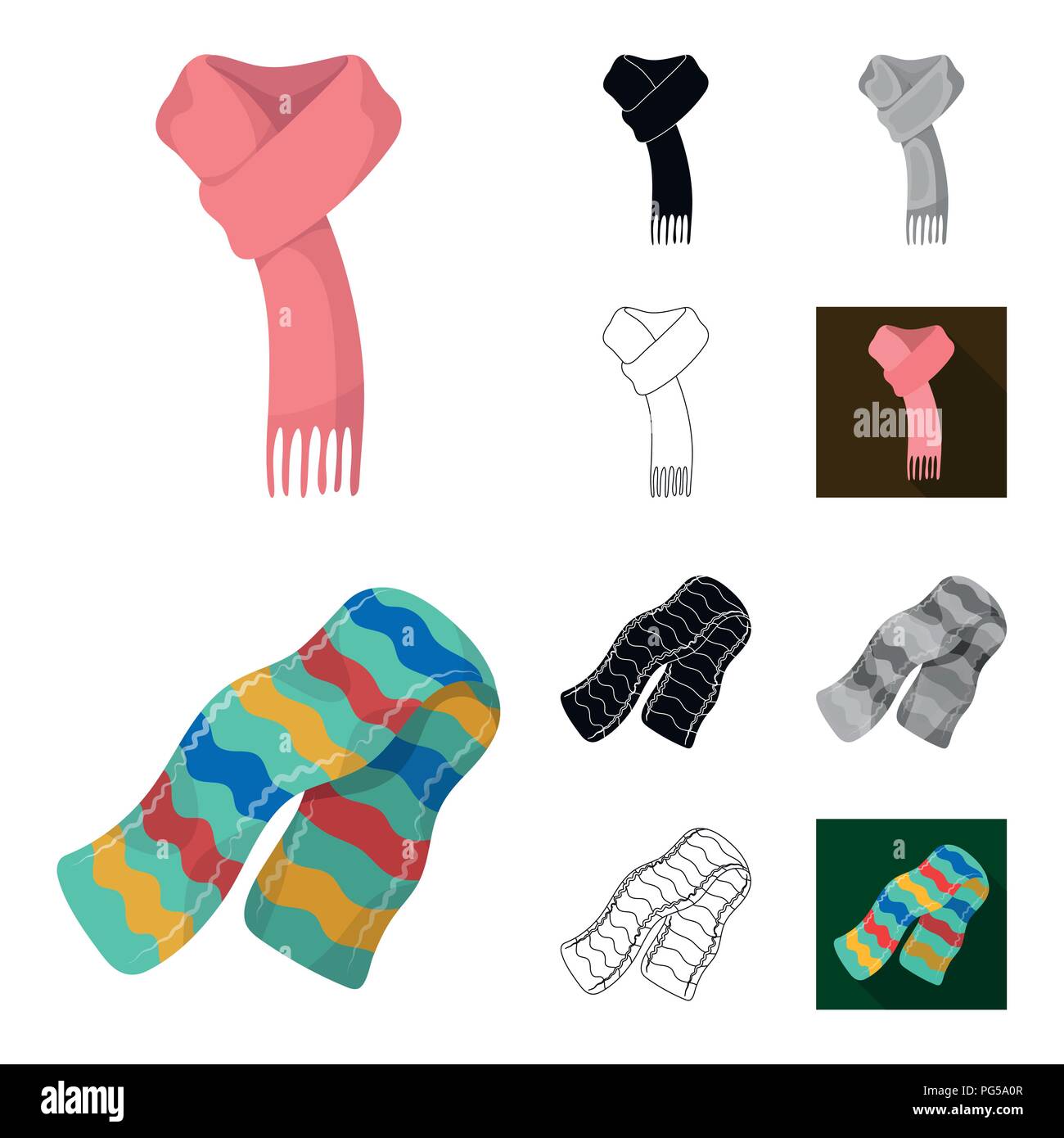 Scarf and Shawl cartoon,black,flat,monochrome,outline icons in set ...