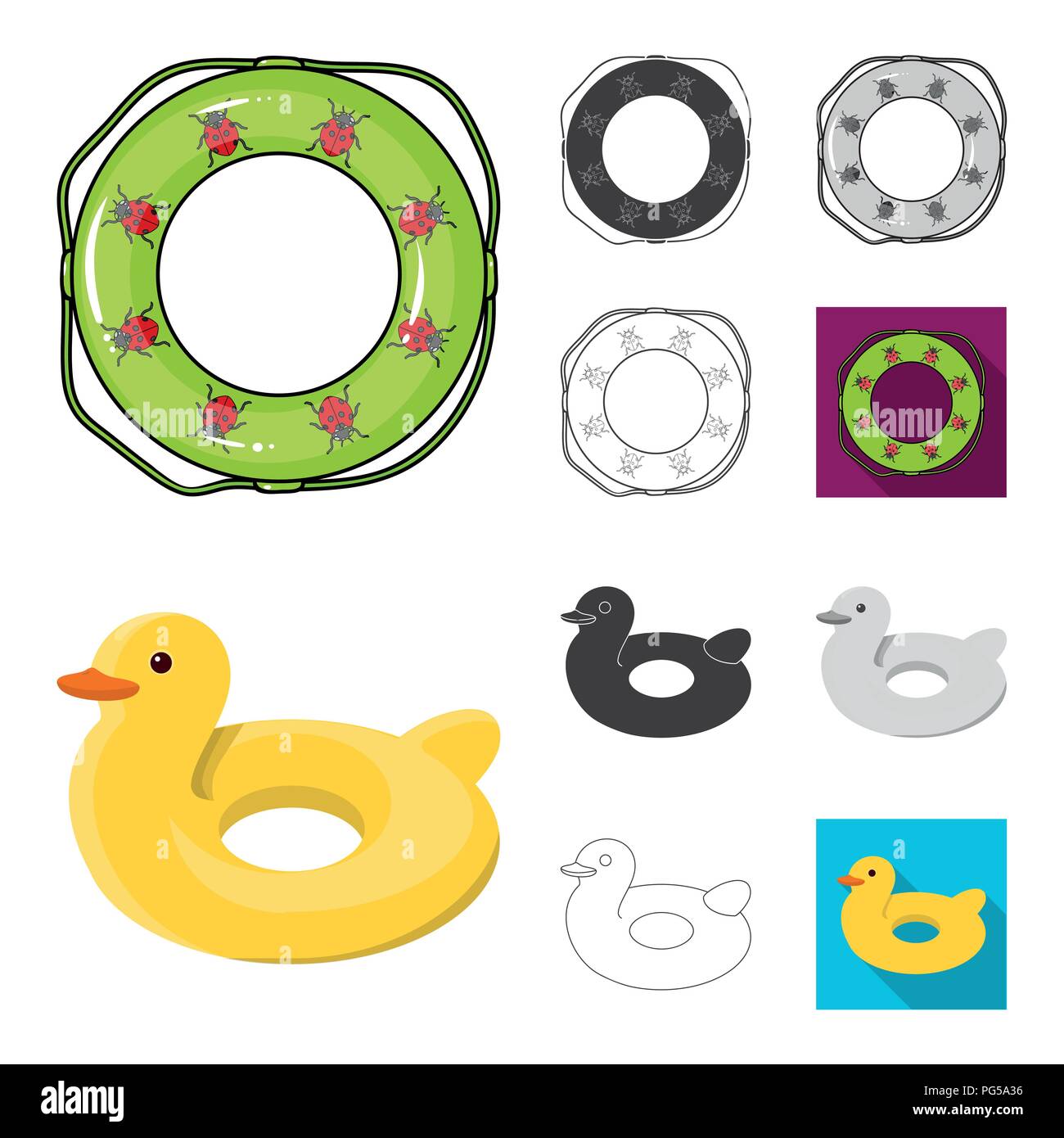 Multicolored swimming circle cartoon,black,flat,monochrome,outline ...