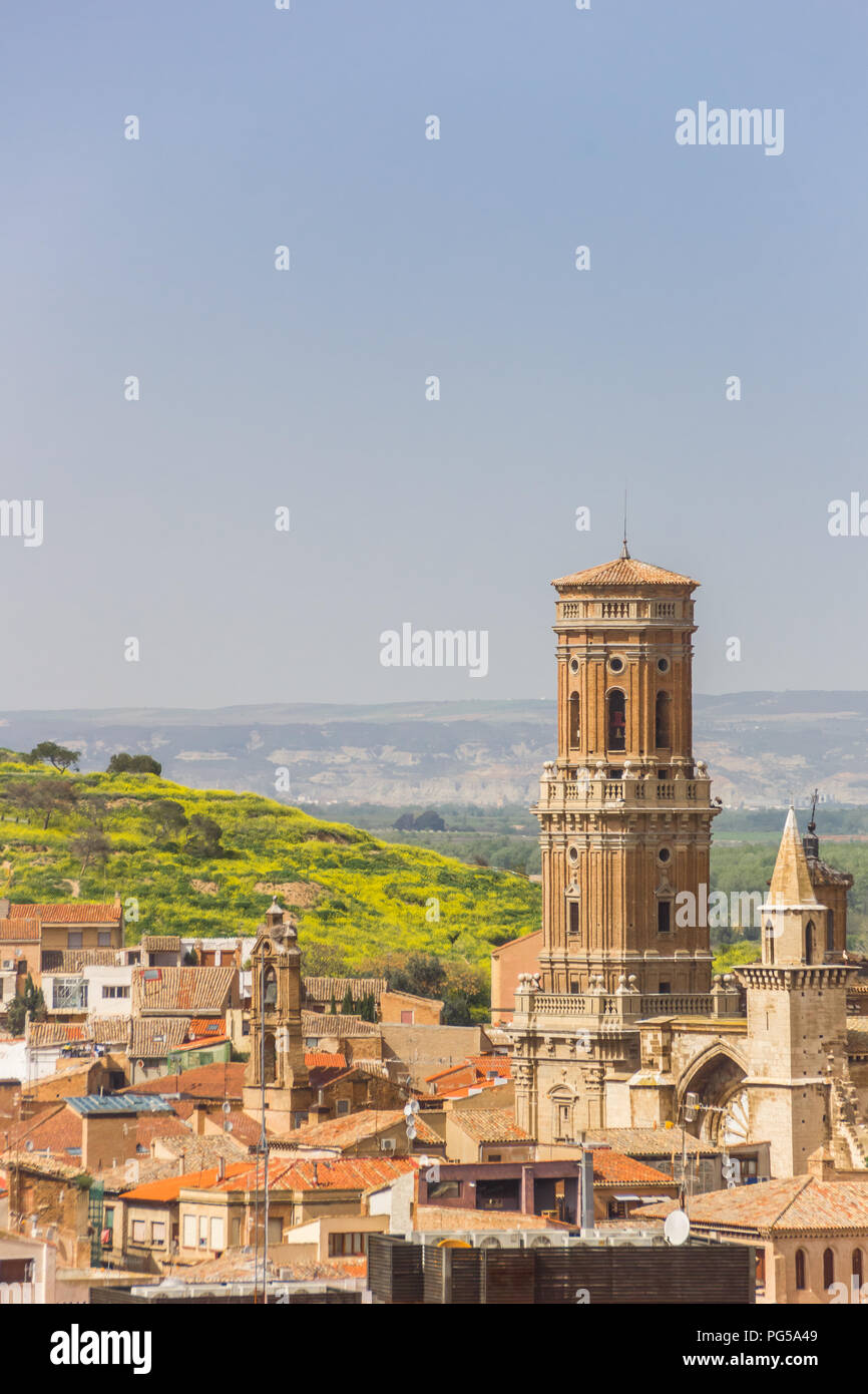 Cathedral tower in the skyline of Tudela, Spain Stock Photo - Alamy