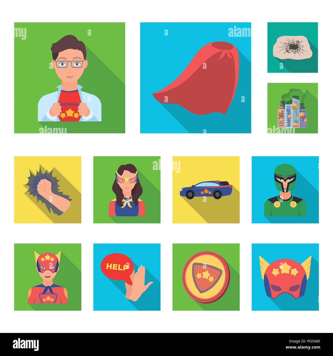 A fantastic superhero flat icons in set collection for design ...