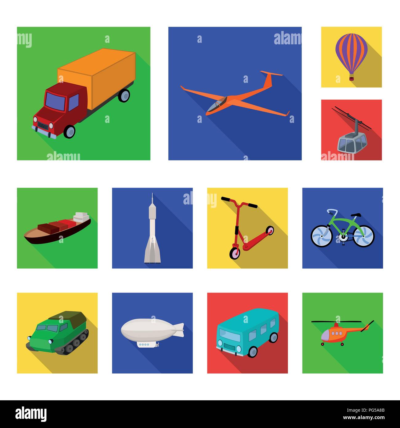 Different types of transport flat icons in set collection for design ...