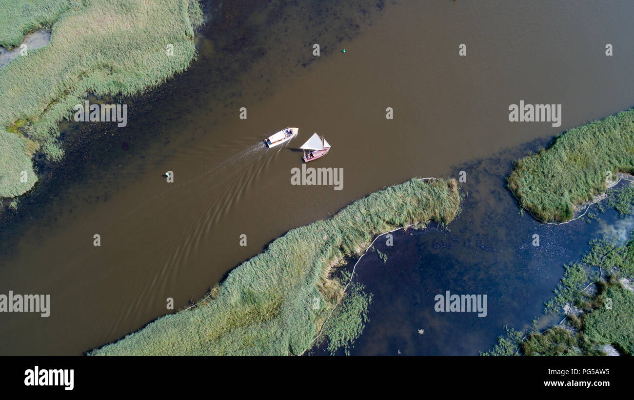 Drone picture dated August 22nd shows sail boats Hickling Broad on the ...
