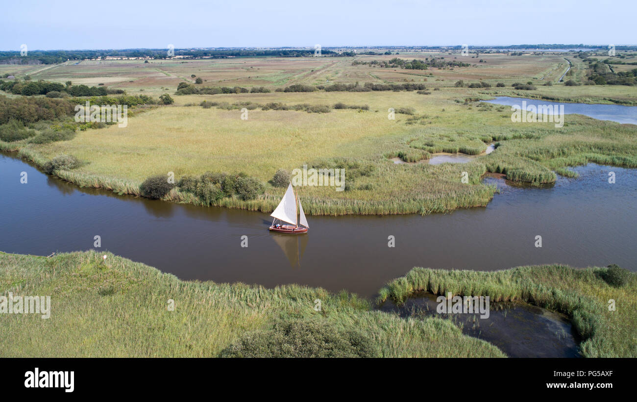 Drone picture dated August 22nd shows sail boats Hickling Broad on the ...