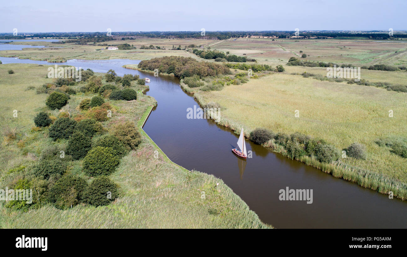 Drone picture dated August 22nd shows sail boats Hickling Broad on the ...