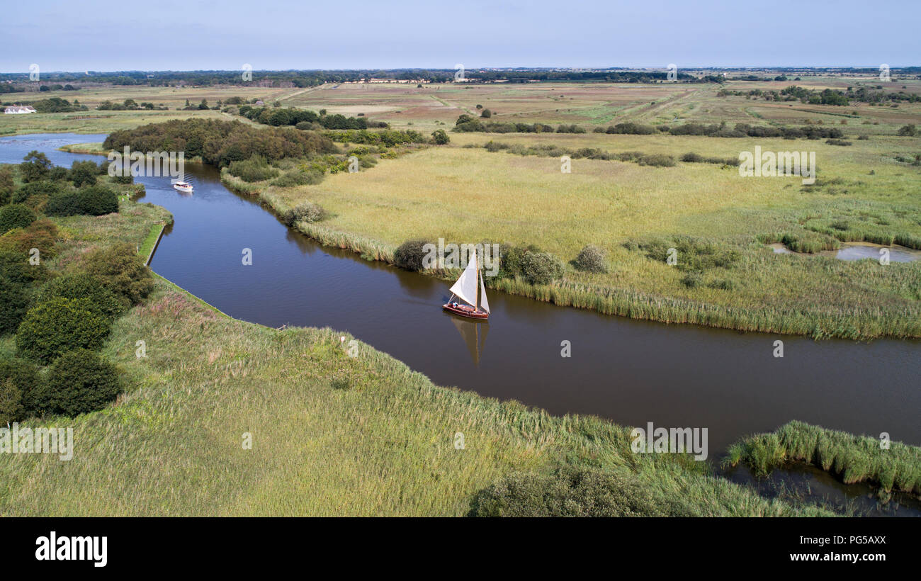 Drone picture dated August 22nd shows sail boats Hickling Broad on the ...