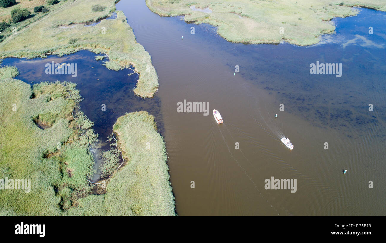 Drone picture dated August 22nd shows sail boats Hickling Broad on the ...