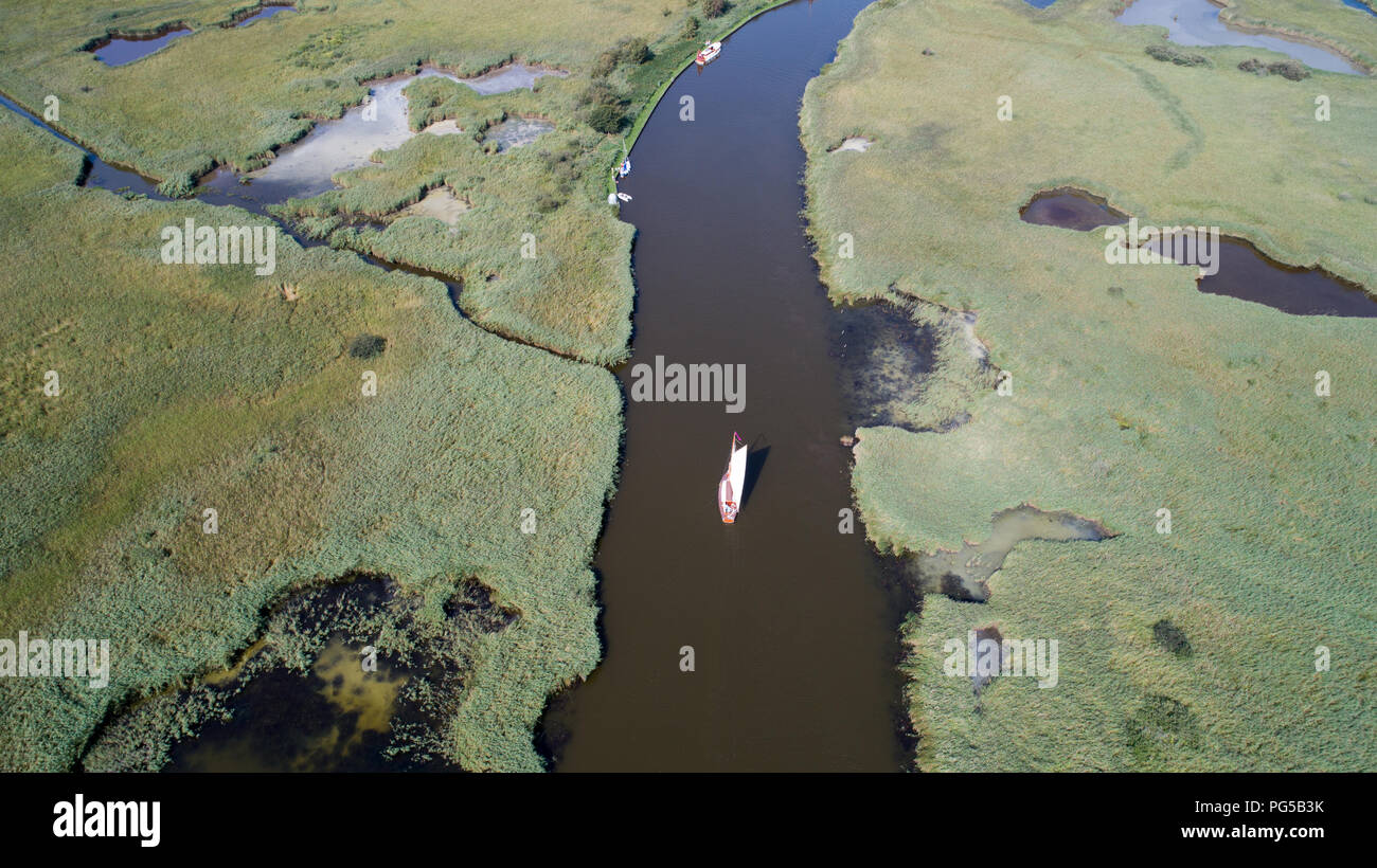 Drone picture dated August 22nd shows sail boats Hickling Broad on the ...