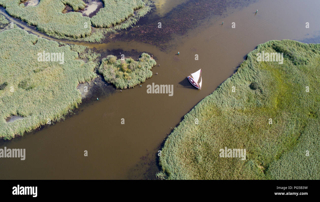 Drone picture dated August 22nd shows sail boats Hickling Broad on the ...